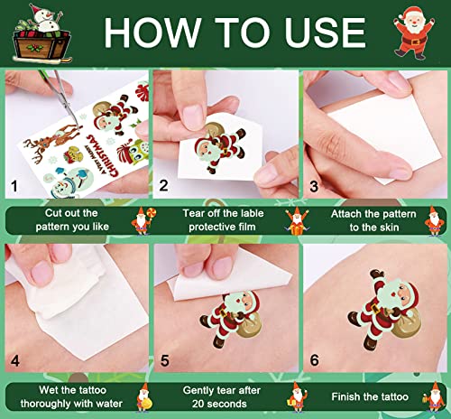 Luminous Christmas Temporary Tattoos for Kids Stocking Stuffers 130 PCS Cute Fake Face Body Tattoo Sticker Gifts for Boys Girls Adults Xmas Eve Holiday Birthday Party Favors Supplies Decorations