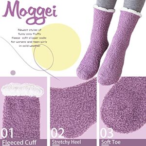 Fuzzy Socks for Women Fluffy Cozy Slipper Cabin Comfy Warm Winter Sleep Soft Plush Fleece Stocking Stuffers for Women Adult Home Socks Christmas Mothers Day Gift Ideas for Teen Girls Color D 6 Pairs