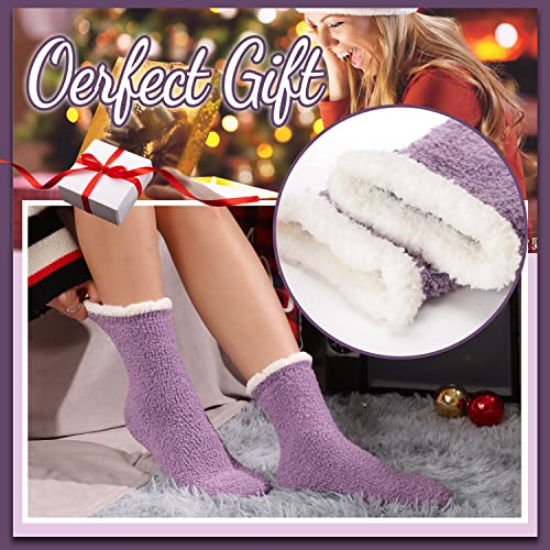 Fuzzy Socks for Women Fluffy Cozy Slipper Cabin Comfy Warm Winter Sleep Soft Plush Fleece Stocking Stuffers for Women Adult Home Socks Christmas Mothers Day Gift Ideas for Teen Girls Color D 6 Pairs