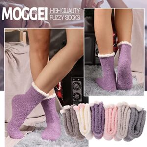 Fuzzy Socks for Women Fluffy Cozy Slipper Cabin Comfy Warm Winter Sleep Soft Plush Fleece Stocking Stuffers for Women Adult Home Socks Christmas Mothers Day Gift Ideas for Teen Girls Color D 6 Pairs