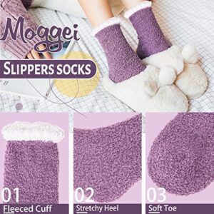 Fuzzy Socks for Women Fluffy Cozy Slipper Cabin Comfy Warm Winter Sleep Soft Plush Fleece Stocking Stuffers for Women Adult Home Socks Christmas Mothers Day Gift Ideas for Teen Girls Color D 6 Pairs