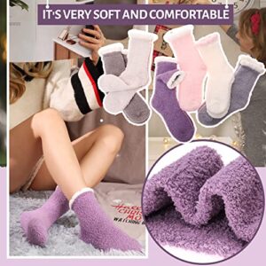 Fuzzy Socks for Women Fluffy Cozy Slipper Cabin Comfy Warm Winter Sleep Soft Plush Fleece Stocking Stuffers for Women Adult Home Socks Christmas Mothers Day Gift Ideas for Teen Girls Color D 6 Pairs