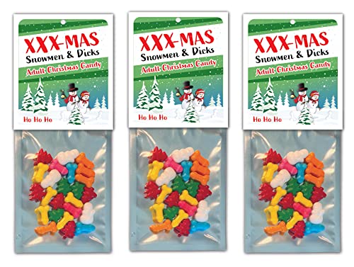 3 Pack - Snowman Christmas Weener Candy - Adult Funny Holiday Party Favor Penis Stocking Stuffer