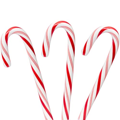 Red & White Jumbo Candy Canes Peppermint Flavor 8in Classic Hard Candy Suckers for Kids Adults Christmas Tree Table Decoration Xmas Stocking Stuffers Holiday Goody Bag Filler & Party Favor 3 Count