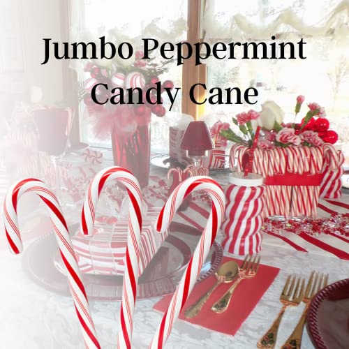 Red & White Jumbo Candy Canes Peppermint Flavor 8in Classic Hard Candy Suckers for Kids Adults Christmas Tree Table Decoration Xmas Stocking Stuffers Holiday Goody Bag Filler & Party Favor 3 Count