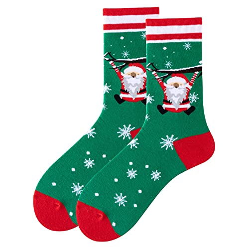 Nzwiluns Funny Christmas Socks for Men Women Crew Socks Novelty Holiday Long Socks Plus Size Xmas Gifts for Family