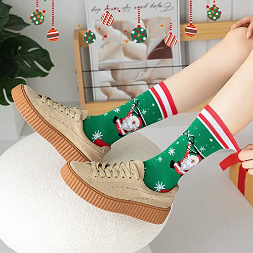 Nzwiluns Funny Christmas Socks for Men Women Crew Socks Novelty Holiday Long Socks Plus Size Xmas Gifts for Family