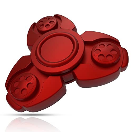 Solid Metal Fidget Spinner Sensory Novelty Hand Finger Spinning Toy Stocking Stuffers Ideas ADD ADHD Stress Relief and Anxiety Relieves Reducer for Kids and Adults. (Red)