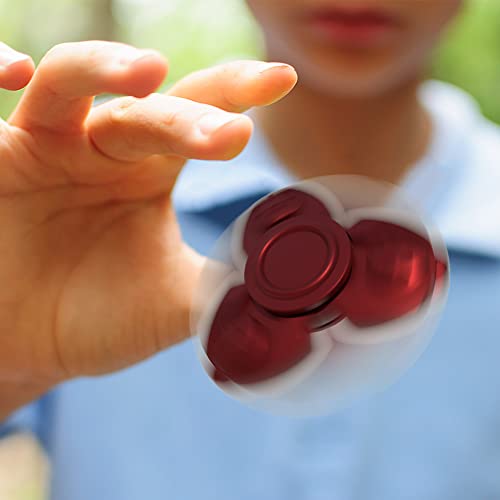 Solid Metal Fidget Spinner Sensory Novelty Hand Finger Spinning Toy Stocking Stuffers Ideas ADD ADHD Stress Relief and Anxiety Relieves Reducer for Kids and Adults. (Red)