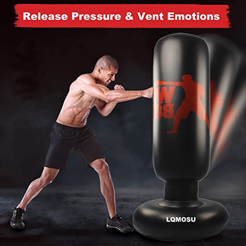 LQMOSU Inflatable Punching Bag for Kids and Adult - 63" Freestanding Extra Large Boxing Bag with Air Pump Karate & MMA Gifts, Stocking Stuffers for Boys Girls Men