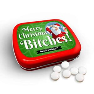 Merry Christmas Bitches Mints Cute Holiday Gags for Friends Men Women Weird Stocking Stuffers for Adults Peppermint Breath Mints Secret Santa White Elephant Drunk Santa Office Christmas