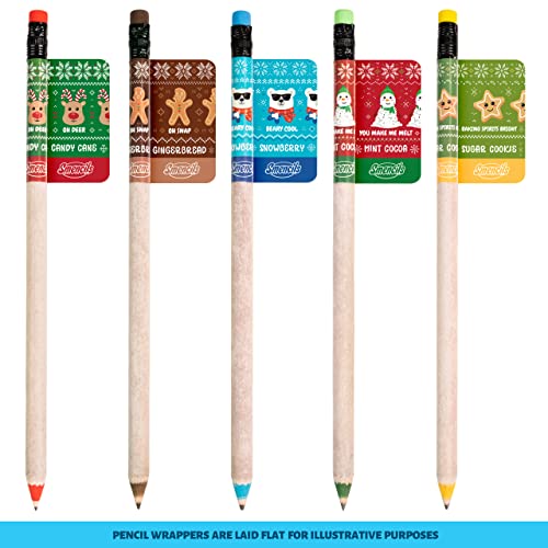 Holiday Smencils for Grown Ups - HB #2 Scented Fun Pencils, 5 Count - Stocking Stuffer, White Elephant Gifts for Adults, Office Supplies, Party Favors