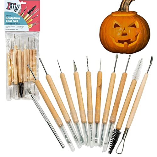 Pottery Tool Kit - 11-Piece 21-Tool Beginner's Clay Sculpting Set, Clay, Wood Carving, Ceramic Art Craft Project Accessories for School, Classrooms, Children/Adults,Great Holiday Gift Stocking Stuffer