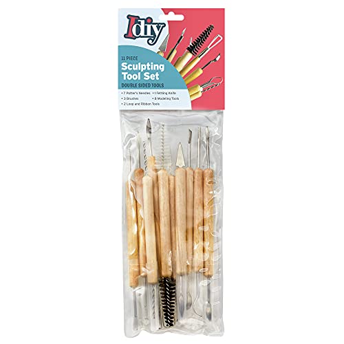 Pottery Tool Kit - 11-Piece 21-Tool Beginner's Clay Sculpting Set, Clay, Wood Carving, Ceramic Art Craft Project Accessories for School, Classrooms, Children/Adults,Great Holiday Gift Stocking Stuffer