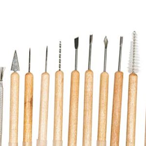 Pottery Tool Kit - 11-Piece 21-Tool Beginner's Clay Sculpting Set, Clay, Wood Carving, Ceramic Art Craft Project Accessories for School, Classrooms, Children/Adults,Great Holiday Gift Stocking Stuffer