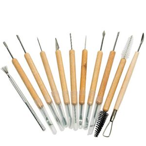 Pottery Tool Kit - 11-Piece 21-Tool Beginner's Clay Sculpting Set, Clay, Wood Carving, Ceramic Art Craft Project Accessories for School, Classrooms, Children/Adults,Great Holiday Gift Stocking Stuffer