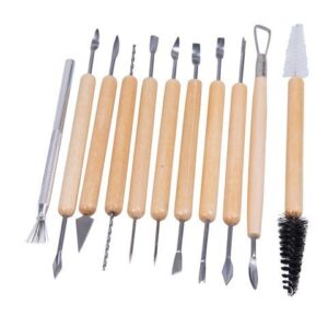 Pottery Tool Kit - 11-Piece 21-Tool Beginner's Clay Sculpting Set, Clay, Wood Carving, Ceramic Art Craft Project Accessories for School, Classrooms, Children/Adults,Great Holiday Gift Stocking Stuffer