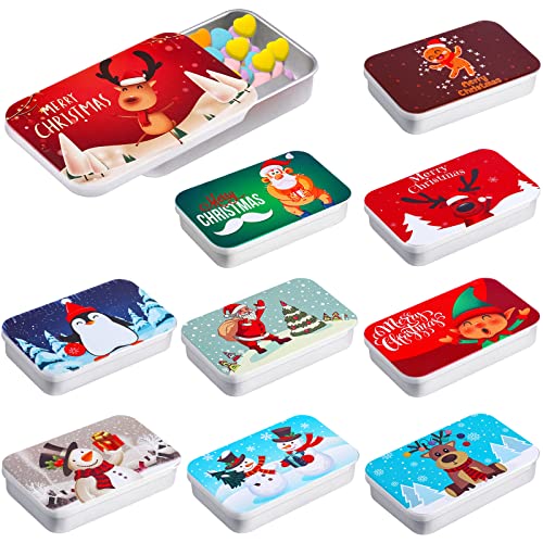 10 Pieces Christmas Mint Tins Candy Poop Mint Tins Gift Funny Candy Metal Box Stocking Stuffers for Adults Kids Teen (Cute Style)