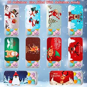 10 Pieces Christmas Mint Tins Candy Poop Mint Tins Gift Funny Candy Metal Box Stocking Stuffers for Adults Kids Teen (Cute Style)