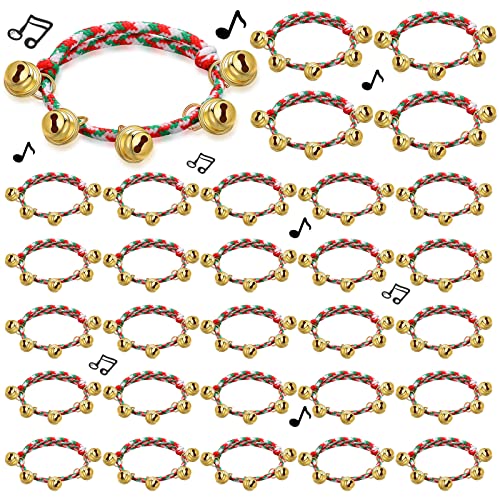 24 Pack Bell Christmas Bracelet Jingle Bracelets for Kids Adjustable Friendship Bracelets Adults Red and Green Wristbands Fun Christmas Party Favors Gifts Stocking Stuffers Holiday Carnival