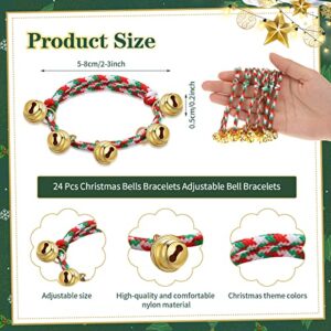 24 Pack Bell Christmas Bracelet Jingle Bracelets for Kids Adjustable Friendship Bracelets Adults Red and Green Wristbands Fun Christmas Party Favors Gifts Stocking Stuffers Holiday Carnival