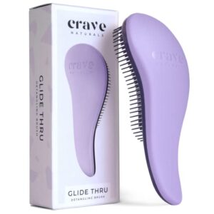 crave naturals glide thru detangling hair brush for adults & kids hair – detangler brush for natural, curly, straight, wet or dry hair – hairbrush for men & women – 1 pack – purple