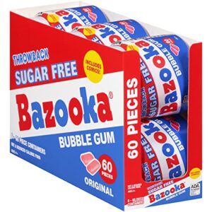 Bazooka Sugar Free Easter Bubble Gum - 60 Count To Go Cup (Pack Of 6) For Easter Basket Stuffers - Pink Chewing Gum Easter Candy In Original Sugarless Flavor - Easter Decorations For Easter Egg Hunts