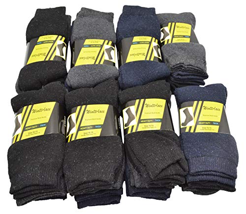 48 Pairs Bulk Thermal Work Socks for Men, Heavy Duty Thick Winter Boot Sock