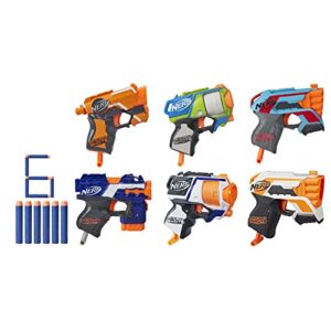 nerf microshots 6-blaster bundle, 6 mini dart-firing nerf elite blasters and 6 official nerf elite darts – for kids, teens, adults (amazon exclusive)