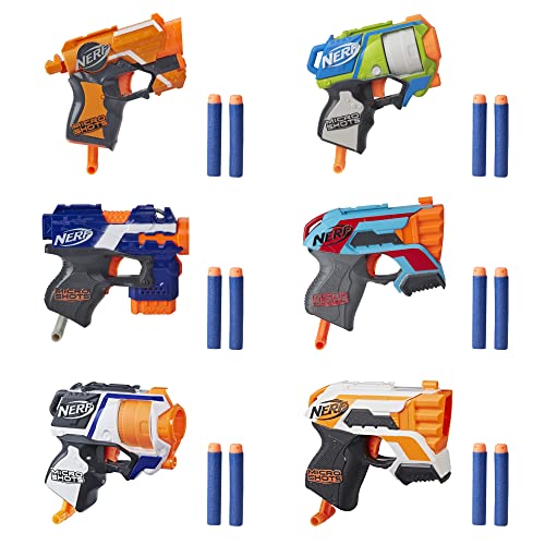 Nerf MicroShots 6-Blaster Bundle, 6 Mini Dart-Firing Nerf Elite Blasters and 6 Official Nerf Elite Darts - for Kids, Teens, Adults (Amazon Exclusive)