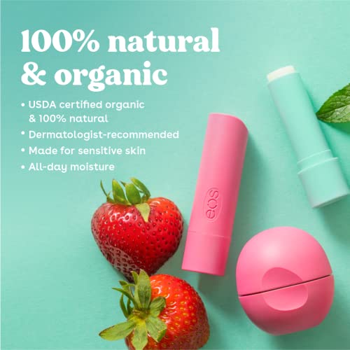 eos 100% Natural & Organic Lip Balm Sticks- Vanilla Bean, All-Day Moisture, Dermatologist Recommended, 0.14 oz, 2-Pack