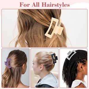 8pcs Hair Clips Set, Non-slip Hair Claw Clips 3.5 in. Acrylic Banana Rectangle Claw Clips Matte Hair Clips Hair Clamps Hair Styling Accessories for Women Girls Thin to Thick Hair, Colorful Series