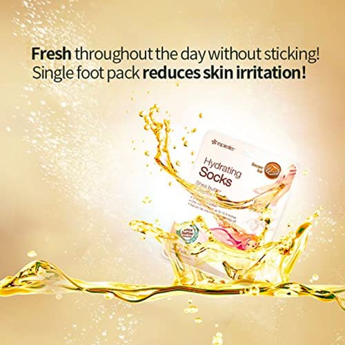 Epielle Hydrating Foot Masks (Socks 6pk) for foot cracked and dry heel to toe and callus Spa Masks - Shea butter + Jojoba Oil + Vitamin E Moisturize