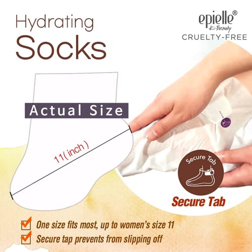 Epielle Hydrating Foot Masks (Socks 6pk) for foot cracked and dry heel to toe and callus Spa Masks - Shea butter + Jojoba Oil + Vitamin E Moisturize