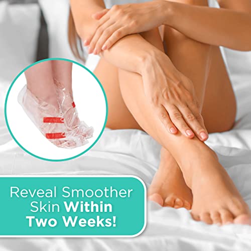 DERMORA Foot Peel Mask - 2 Pack of Regular Size Skin Exfoliating Foot Masks for Dry, Cracked Feet, Callus, Dead Skin Remover - Feet Peeling Mask for baby soft feet, Peach Scent