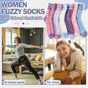 ANTSANG Womens Fuzzy Socks Slipper Winter Fluffy Cozy Cabin Warm Soft Fleece Comfy Home Christmas Gift Stocking Stuffers for Teen Girls(Mix Color A (6 Pairs))