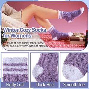 ANTSANG Womens Fuzzy Socks Slipper Winter Fluffy Cozy Cabin Warm Soft Fleece Comfy Home Christmas Gift Stocking Stuffers for Teen Girls(Mix Color A (6 Pairs))