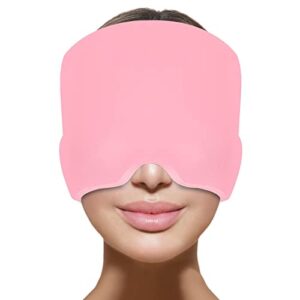 headache relief hat for migraine, headache migraine relief cap for tension headache migraine relief, one size fits all headache cap with reusable ice gel pack for puffy eyes, stress relief (pink)