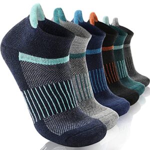 merino wool ankle hiking socks compression warm thermal winter thick cushion running moisture wicking no show socks gifts stocking stuffers for women men 6 pairs(color mix,l)