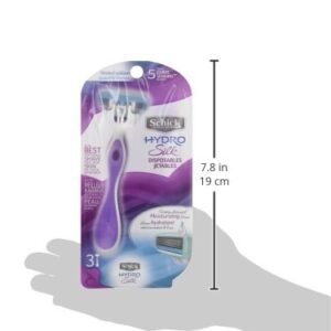 Schick Hydro Silk Razor Disposable Razors for Women with Moisturizing Serum, Basic Pack 3 Count