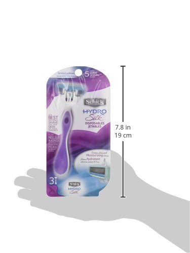 Schick Hydro Silk Razor Disposable Razors for Women with Moisturizing Serum, Basic Pack 3 Count