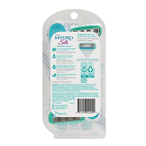 Schick Hydro Silk Razor Disposable Razors for Women with Moisturizing Serum, Basic Pack 3 Count