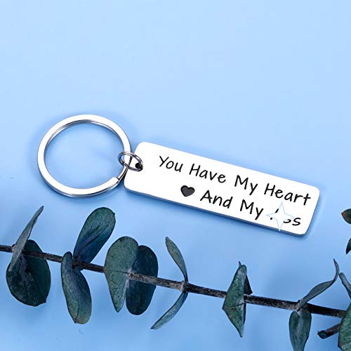 Funny Husband Boyfriend Christmas Valentines Day Gift Keychain from Girlfriend Wife Funny Wedding Stocking Stuffer Anniversary Birthday Gag Gifts for Couple Women Men You Have My Heart Present Him Her