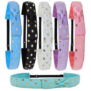 frog sac 6 polka dot elastic bow headbands for girls, adjustable non slip bow hair bands for kids, dressy nonslip girl head bands hair accessories, cute no slip headband stocking stuffers for girls