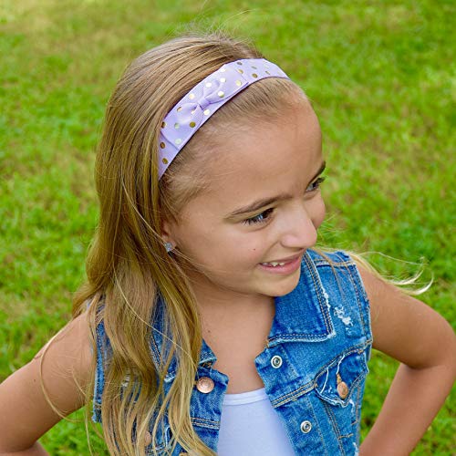 FROG SAC 6 Polka Dot Elastic Bow Headbands for Girls, Adjustable Non Slip Bow Hair Bands for Kids, Dressy Nonslip Girl Head Bands Hair Accessories, Cute No Slip Headband Stocking Stuffers for Girls