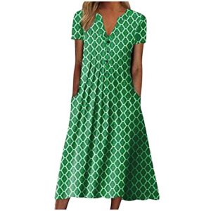 womens dresses 2023 summer casual loose sundress long dress boho plus size beach pockets dress ladies business vintage romper dresses cruise outfits party a line dress(e green,xx-large)