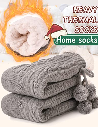 Fuzzy Socks for Women Slipper Fluffy Cozy Cabin Winter Warm Soft Fleece Comfy Thick Christmas Socks Grips Non Slip Stocking Stuffers for Women White Elephant Valentines Mothers Day Gifts for Mom Grey