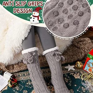 Fuzzy Socks for Women Slipper Fluffy Cozy Cabin Winter Warm Soft Fleece Comfy Thick Christmas Socks Grips Non Slip Stocking Stuffers for Women White Elephant Valentines Mothers Day Gifts for Mom Grey