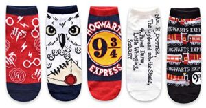 harry potter hogwarts express hedwig juniors/womens 5 pack ankle socks size 4-10