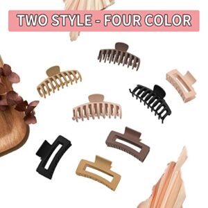 8Pack 4.3" Large Hair Claw Clips for Thin Thick Curly Hair AURKATH 2styles 4Neutral Colors Nonslip Strong Hold Big Matte Clips for Women Jaw Clips